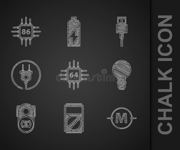 Set Processor with Microcircuits CPU, Multimeter, Electric Scheme ...