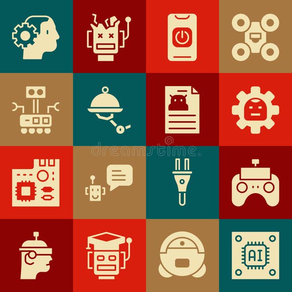 Set Processor with Microcircuits CPU, Remote Control, Robot, Turn Off ...