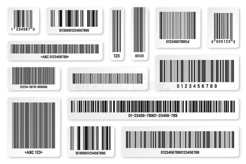 Product Barcodes and QR Codes with Red Scanning Line. Identification ...