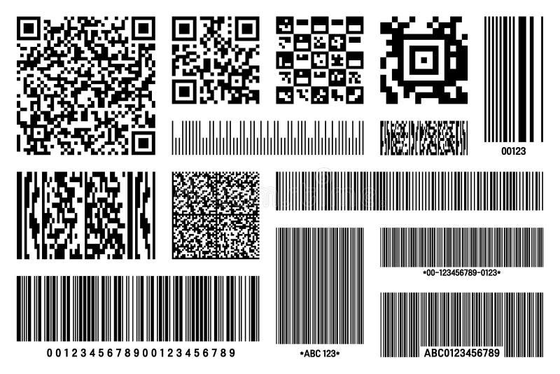 Set of Product Barcodes and QR Codes. Identification Tracking Code ...