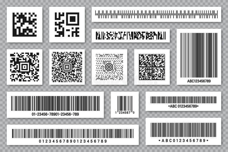 Set of Product Barcodes and QR Codes. Identification Tracking Code ...