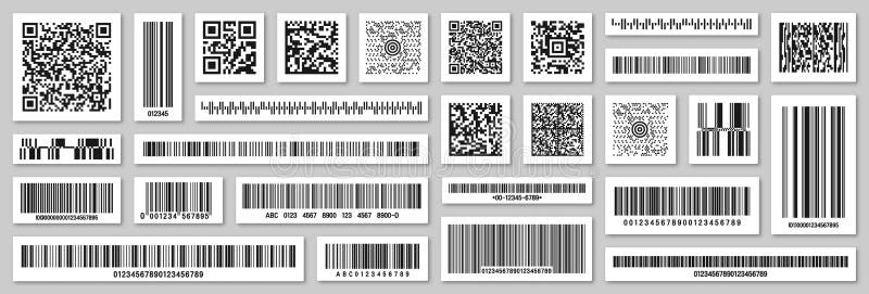 Set of Product Barcodes and QR Codes. Identification Tracking Code ...