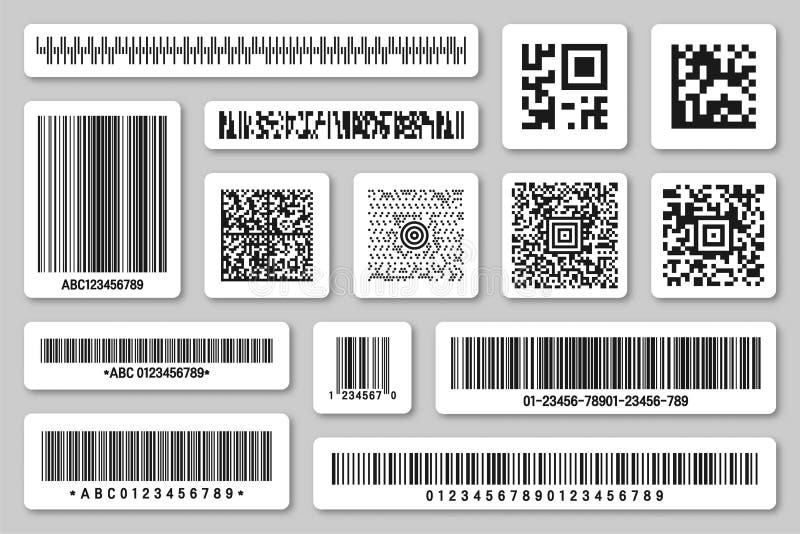 Set of Product Barcodes and QR Codes. Identification Tracking Code ...
