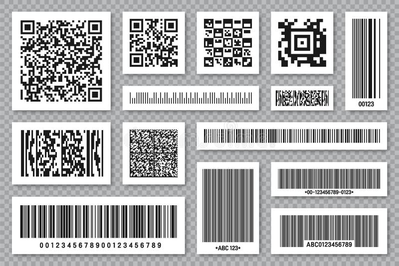 Set of Product Barcodes and QR Codes. Identification Tracking Code ...