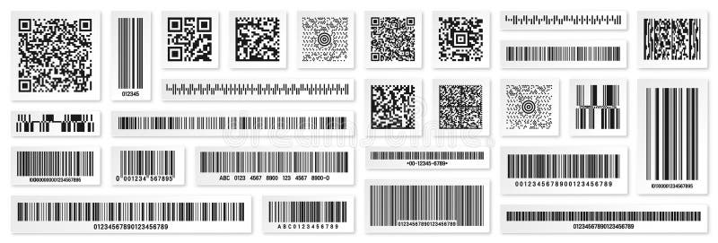 Set of Product Barcodes and QR Codes. Identification Tracking Code ...