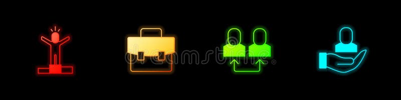 Set Productive Human, Briefcase, Exchange Work and Worker Icon. Vector ...