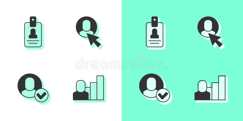 Set Productive Human, Identification Badge, Worker and Icon. Vector ...
