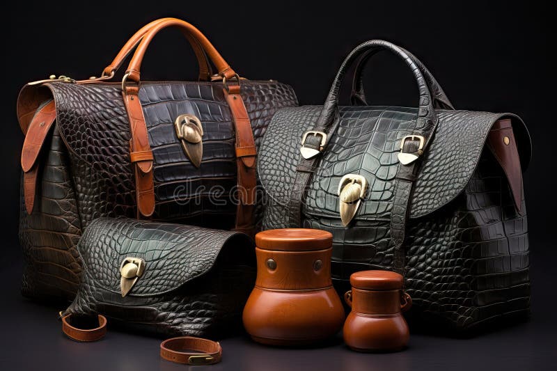 Set of Products Which Made of Crocodile Leather Stock Illustration ...