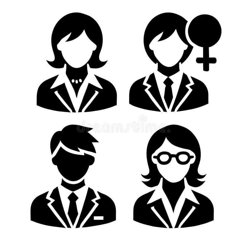 Set of Professional Avatar Icons Featuring Men and Women Stock ...