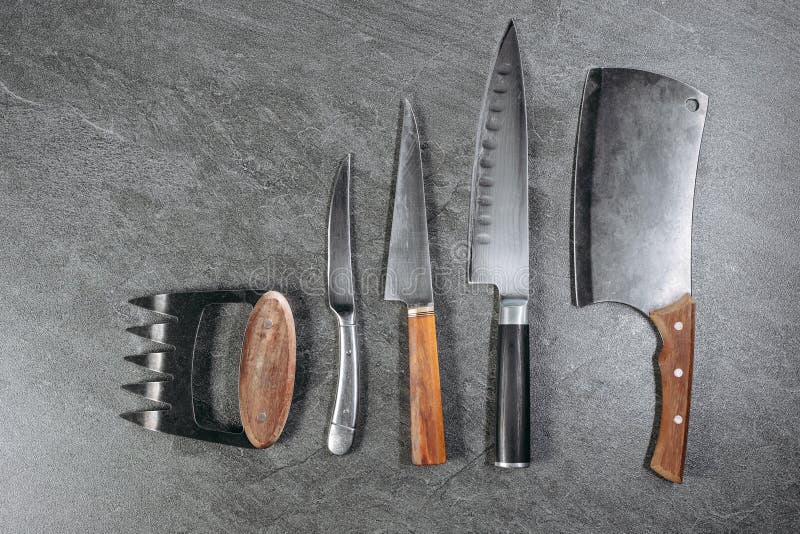 A Set of Professional Kitchen Knives Consisting of a Five-bladed Knife ...