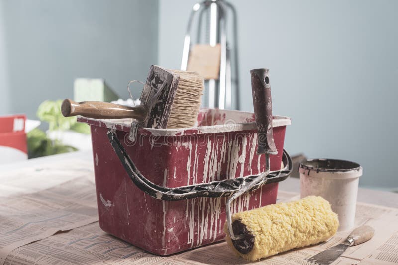 Set of Professional Painter Tools Stock Image - Image of whitewash ...