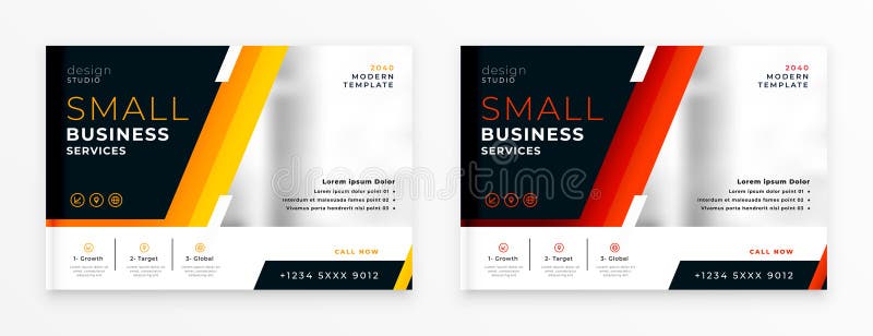 Set of Professional Promo Brochure Layout in Yellow and Red Theme Color ...