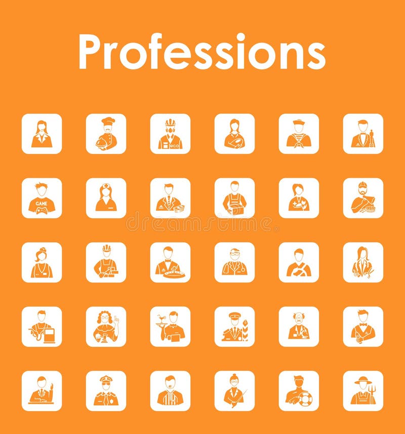 Set of Professions Simple Icons Stock Vector - Illustration of abstract ...