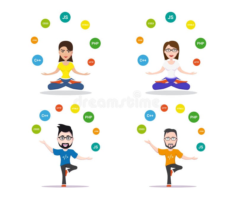 Set of Programer Characters Stock Vector - Illustration of experience ...