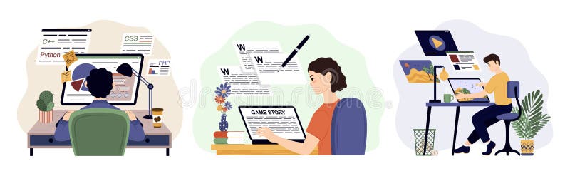 Programmers working vector stock vector. Illustration of business - 222566512