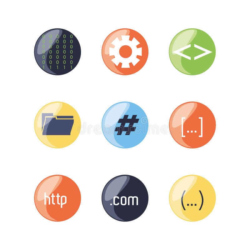 Set of Programming Code Icons Stock Vector - Illustration of ...