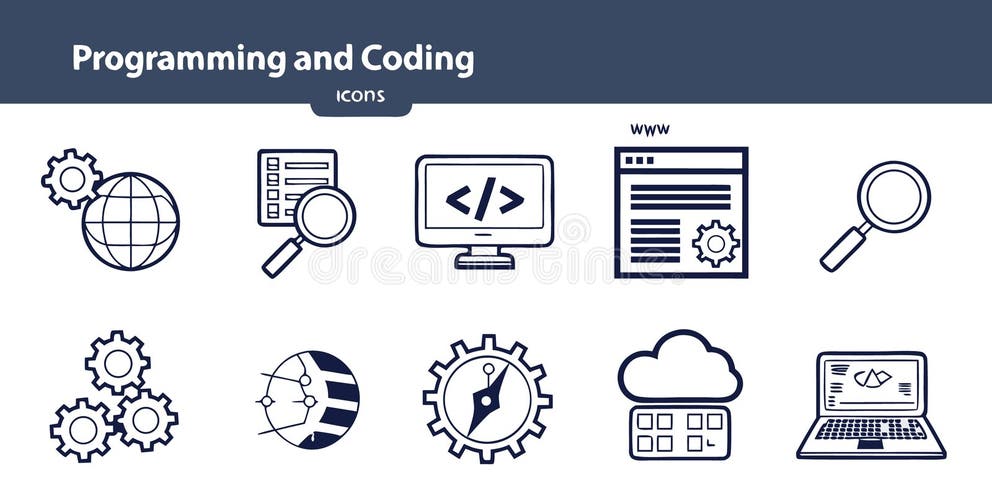 Vector Art of Programming and Coding Icons Set Representing Software ...