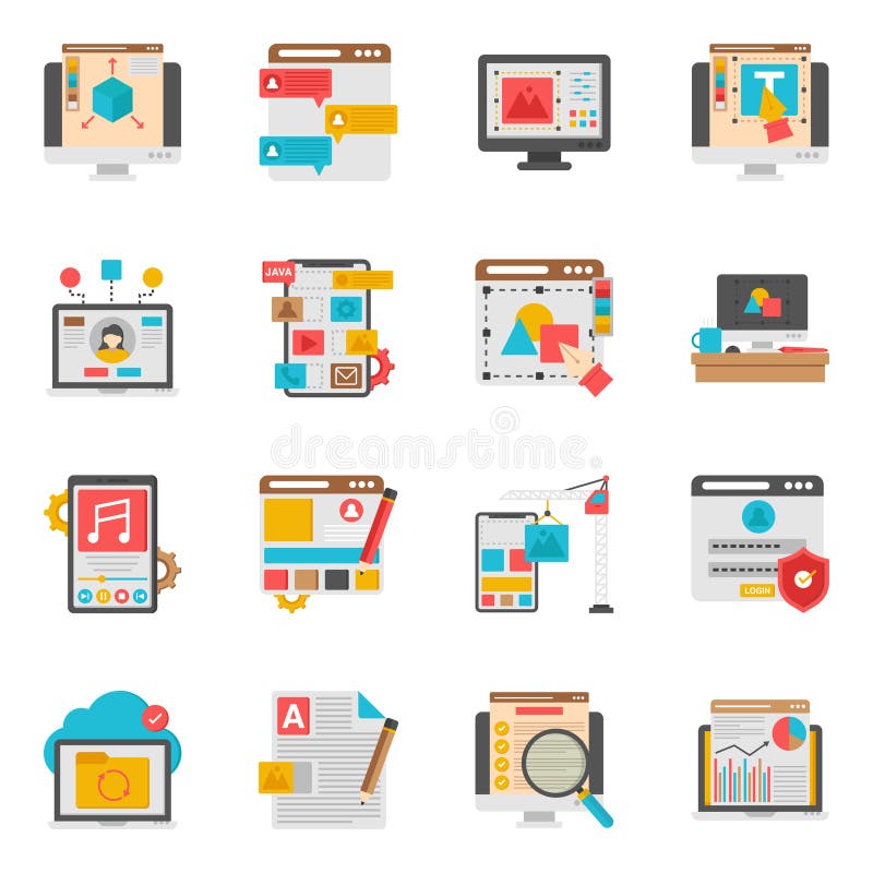 Set of Programming and Development Flat Icons Stock Vector ...
