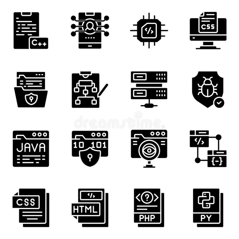 Set of Programming and Development Linear Icons Stock Vector ...