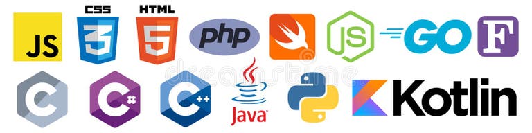 Set Of 10 Programming Language Logo Vector Icons Css Html Javascript Java Php C C C
