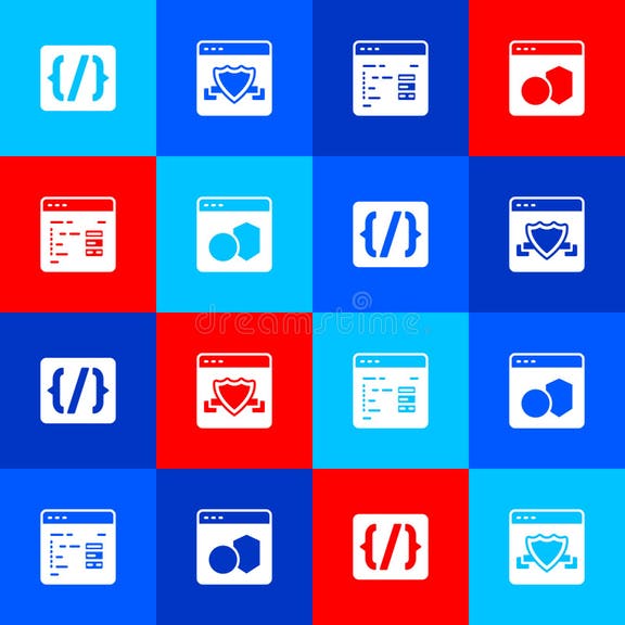 Set Programming Language Syntax, Browser with Shield, Software and Icon. Vector Stock Vector ...