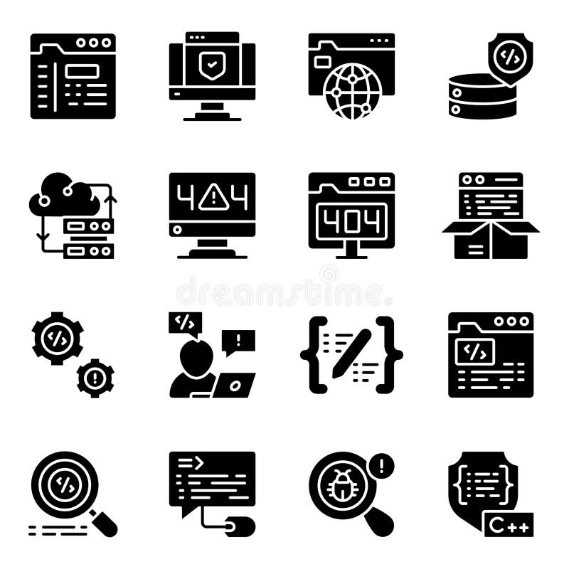 Set of Programming Linear Icons Stock Illustration - Illustration of ... Set of Programming Linear Icons Stock Illustration - Illustration of ...