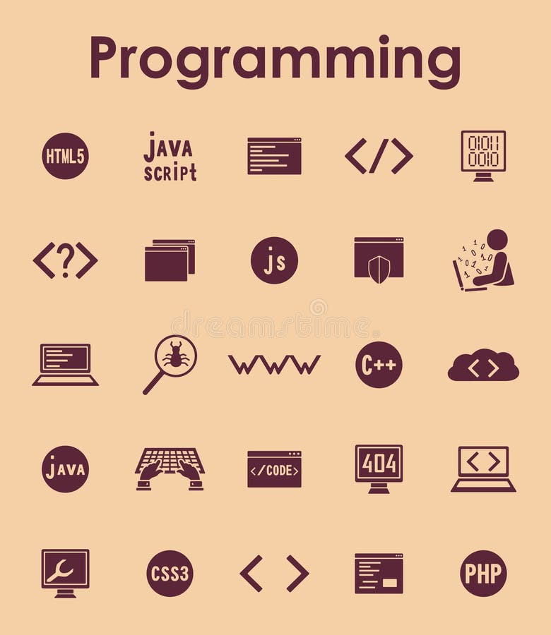 Set of Programming Simple Icons Stock Vector - Illustration of ... Set of Programming Simple Icons Stock Vector - Illustration of ...