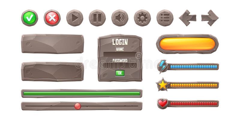 Set Progress Bars and Game Buttons Gui Elements Stock Vector ... Set Progress Bars and Game Buttons Gui Elements Stock Vector ...