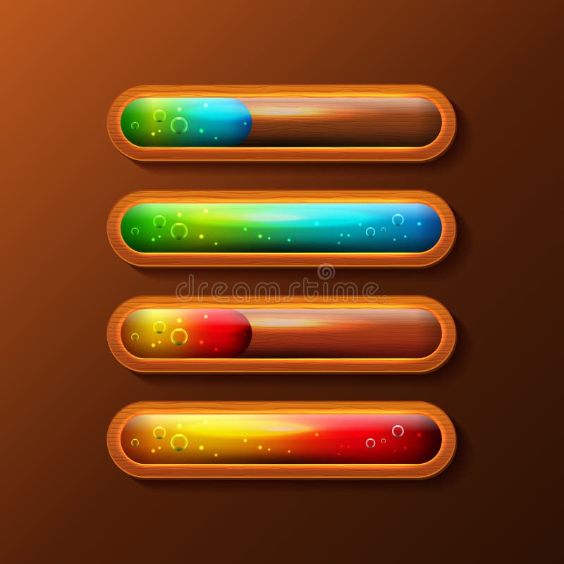 Set of Progress Bars with Liquid Filling Stock Illustration ...