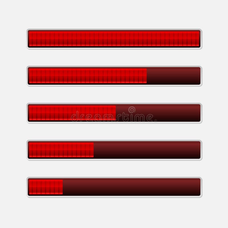 Color Progress Bar Set on Dark Background. Vector Stock Vector ...