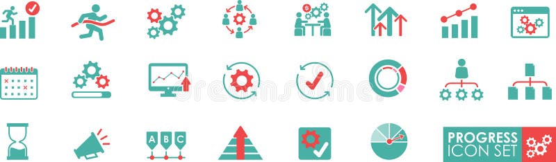 Set of Progress Icons. it Contains Performance, Gain, Improvement ...