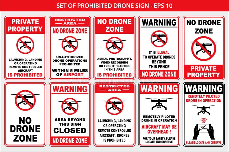 No Drone Sign Private Property Symbol Stock Vector - Illustration of ...