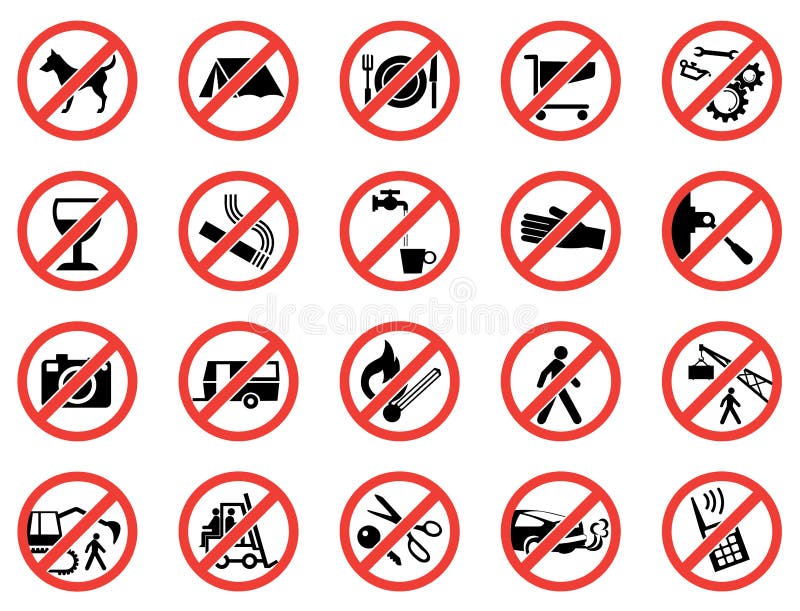 Prohibition signs - Set 1 stock vector. Illustration of symbol - 64751287