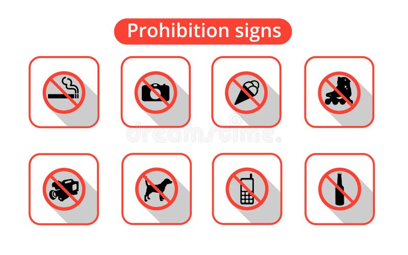 Set Prohibited Signs stock vector. Illustration of impossible - 40965713