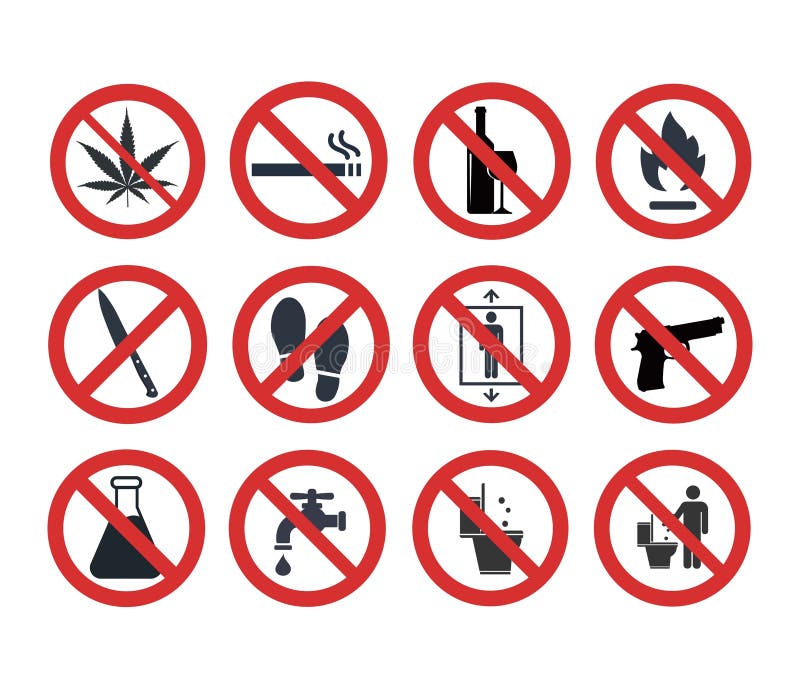 Set of 12 Prohibited Symbols. Vector Illustration. Stock Vector ...