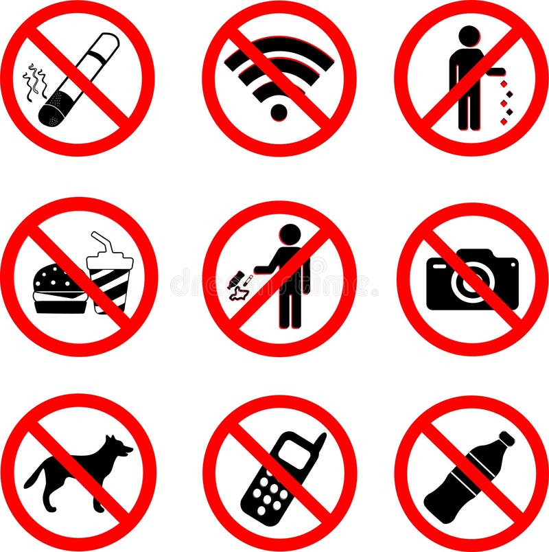 Set of prohibition sign stock vector. Illustration of information ...