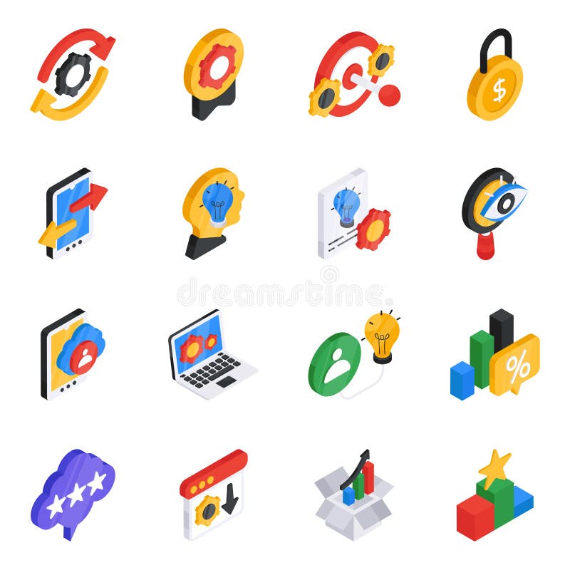 Set of Project Development Flat Icons Stock Illustration - Illustration ...