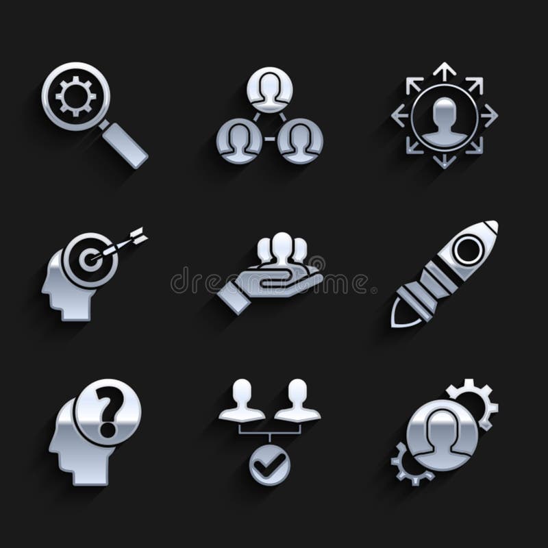 Set Project Team Base, Human with Gear Inside, Rocket Ship Fire, Head ...