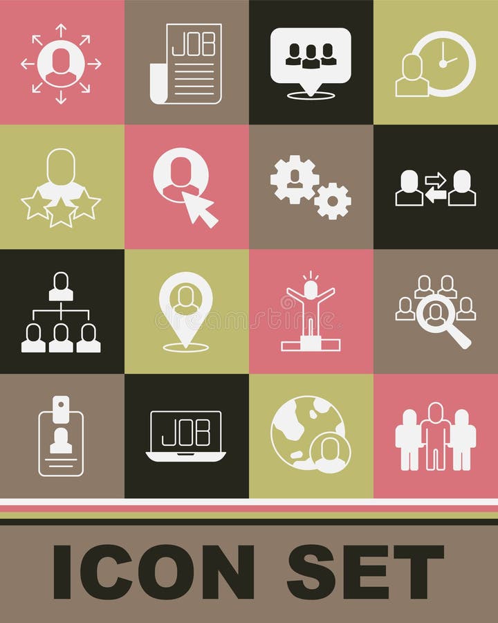 Set Project Team Base, Magnifying Glass for Search Job, Exchange Work ...