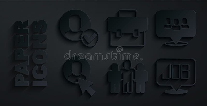 Set Project Team Base, Worker, Search Job, Briefcase and Icon. Vector ... Set Project Team Base, Worker, Search Job, Briefcase and Icon. Vector ...