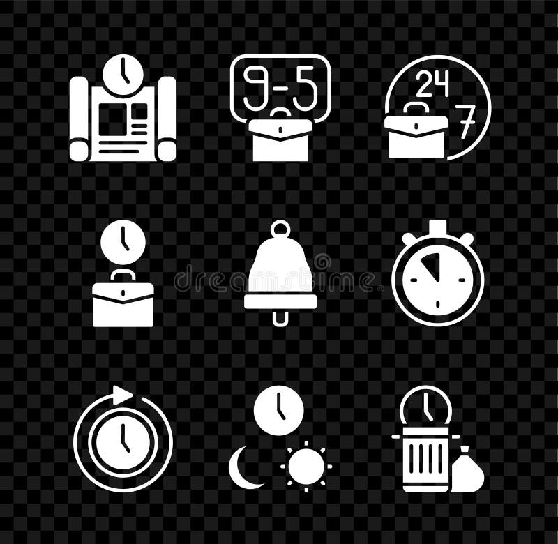 Set Project Time Plan, from 9, always Busy, Clock with Arrow, Day and ...