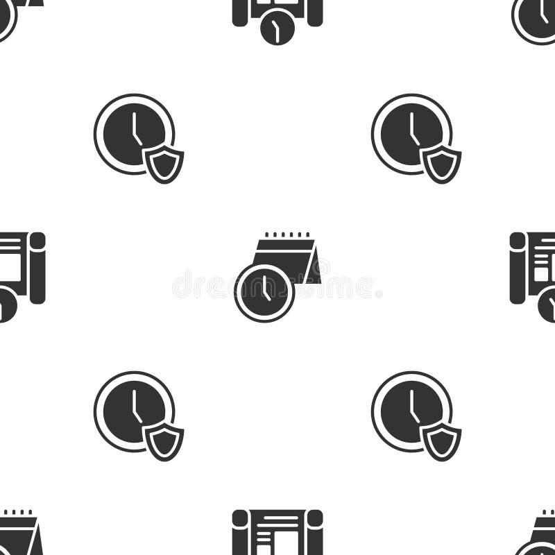 Set Project Time Plan, Calendar and Clock and Clock with Shield on ...