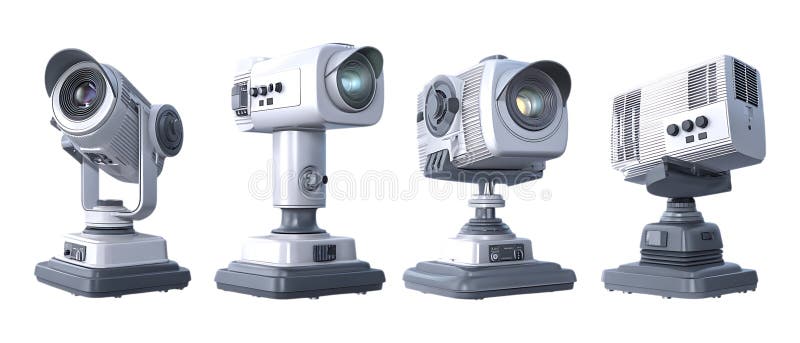 Set of Projectors in Five Different Poses on Transparent Background for ...