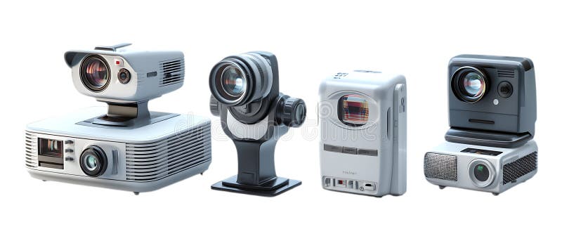 Set of Projectors in Five Different Poses on Transparent Background for ...