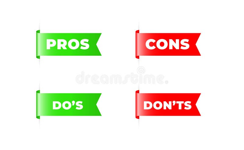 Pros and Cons Sign Badge with Shadow Effect Stock Vector - Illustration ...