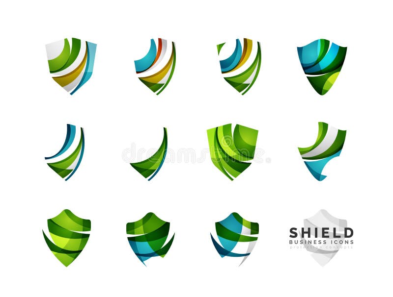 Set of Protection Shield Logo Concepts Stock Illustration ...