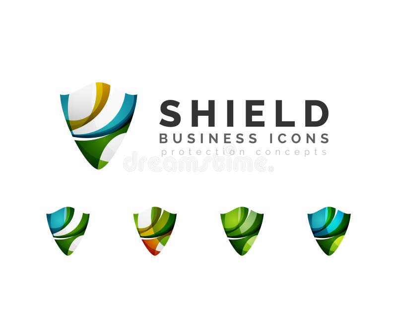 Set of Protection Shield Logo Concepts Stock Vector - Illustration of ...