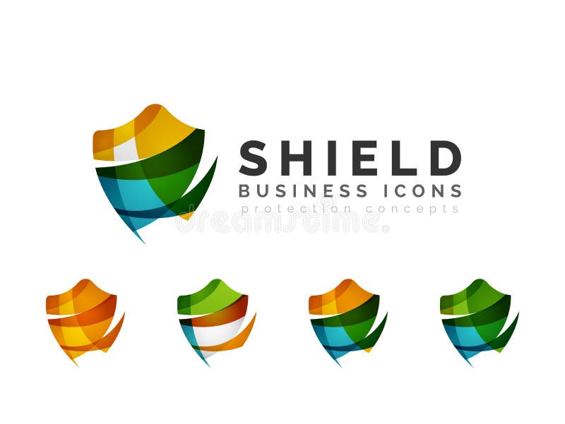 Set of Protection Shield Logo Concepts Stock Vector - Illustration of ...