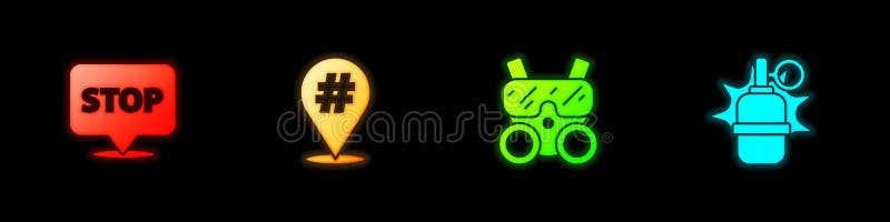 Set Protest, , Gas Mask and Hand Grenade Icon. Vector Stock Vector ...