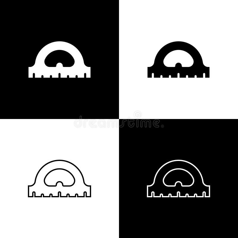 Set Protractor Grid for Measuring Degrees Icon Isolated on Black and ...